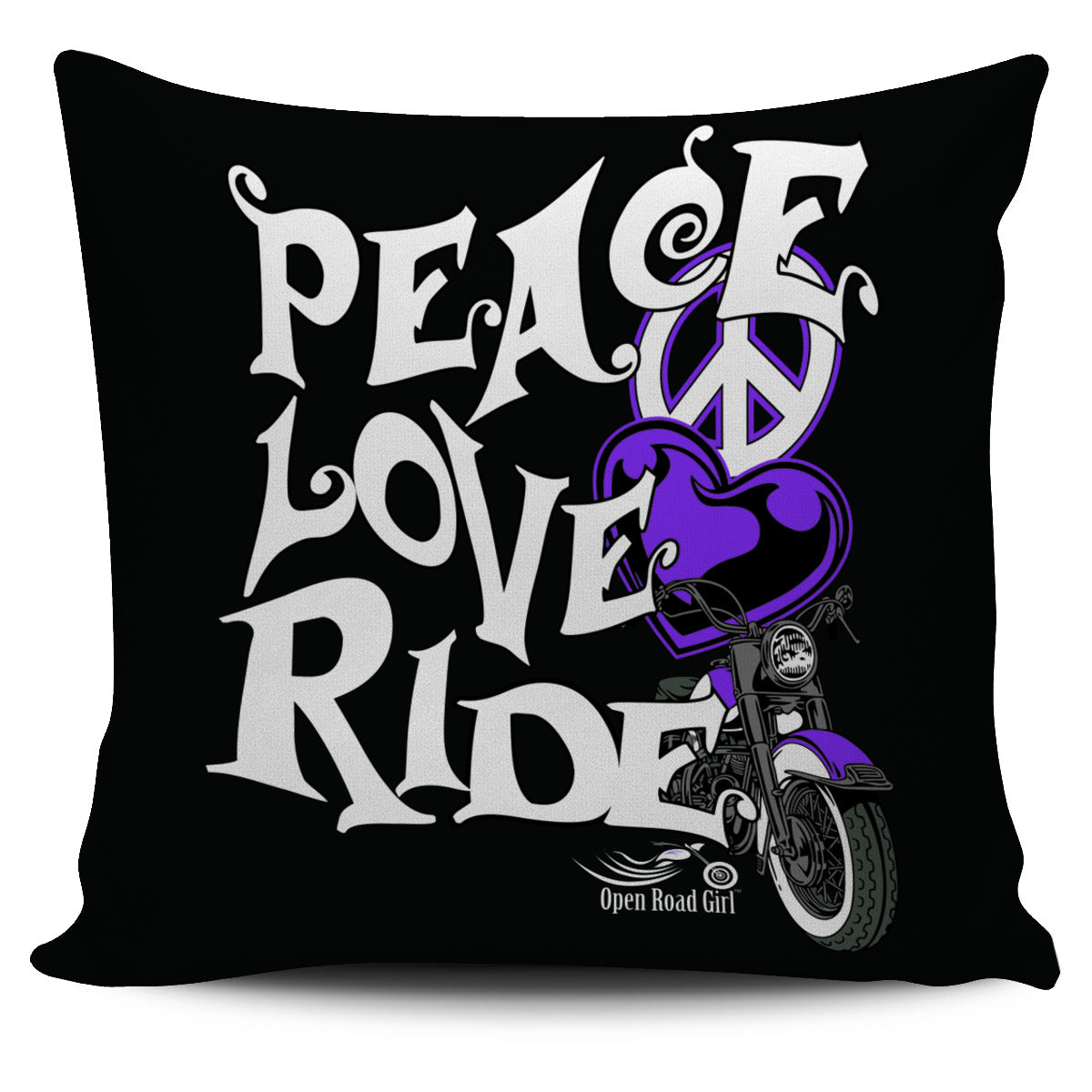 Peace Love Ride Pillow Cover, 5 COLORS