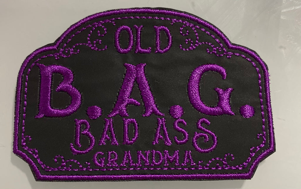 PATCH Old B.A.G. Bad Ass Grandma Patch with Swirls, 3 COLORS