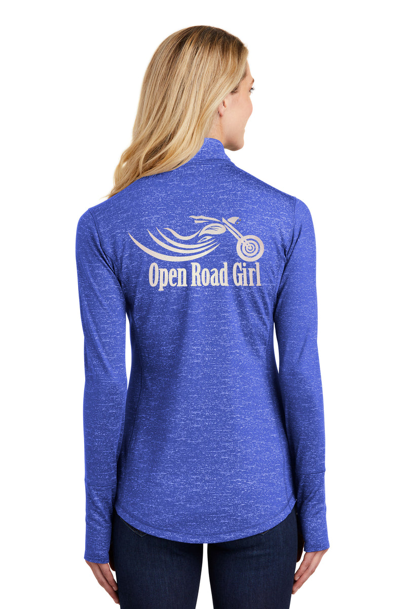 REFLECTIVE! Blue Open Road Girl Stretch Reflective 1/2-Zip Pullover