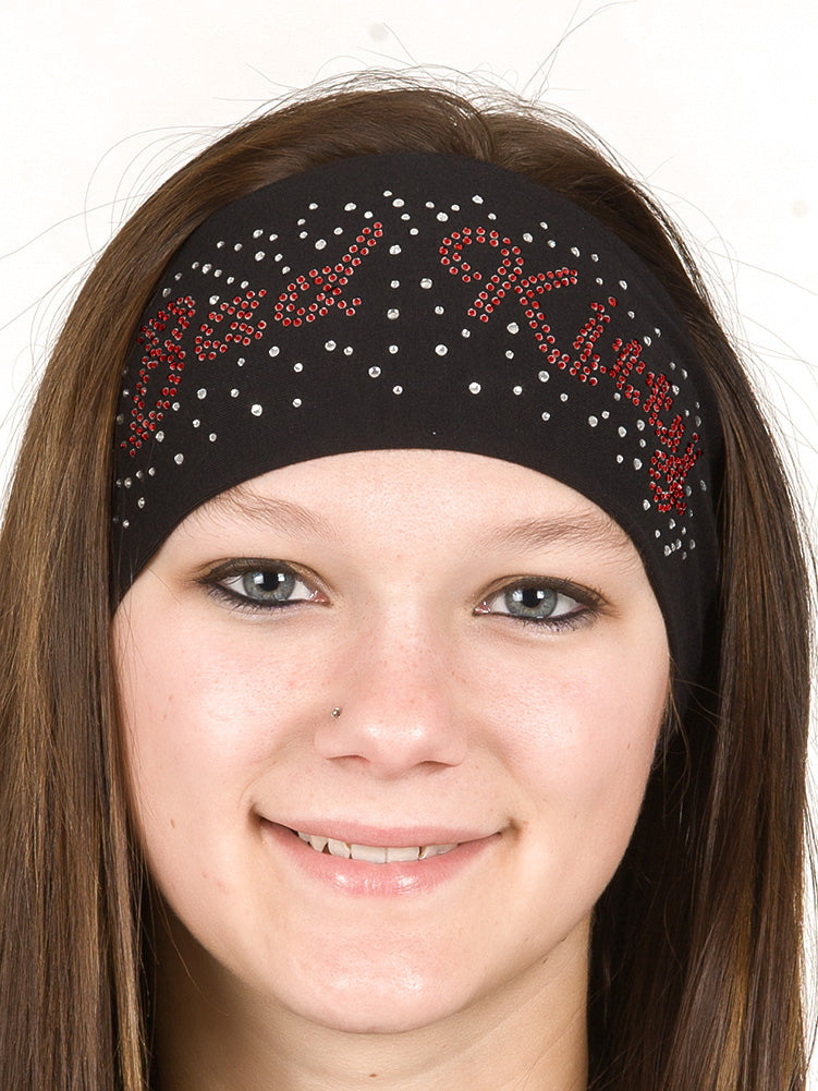 Tie-back Stretchy Rhinestone Bandana Bad Kitty Design by Open Road Girl