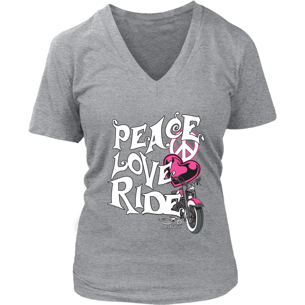 PINK Peace Love Ride Women's V-Neck Shirt