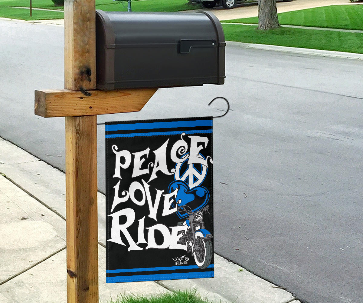 Peace Love Ride Garden or House FLAG ONLY, 7 COLORS