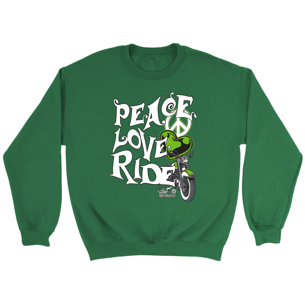 GREEN Peace Love Ride Unisex Crewneck Sweatshirt
